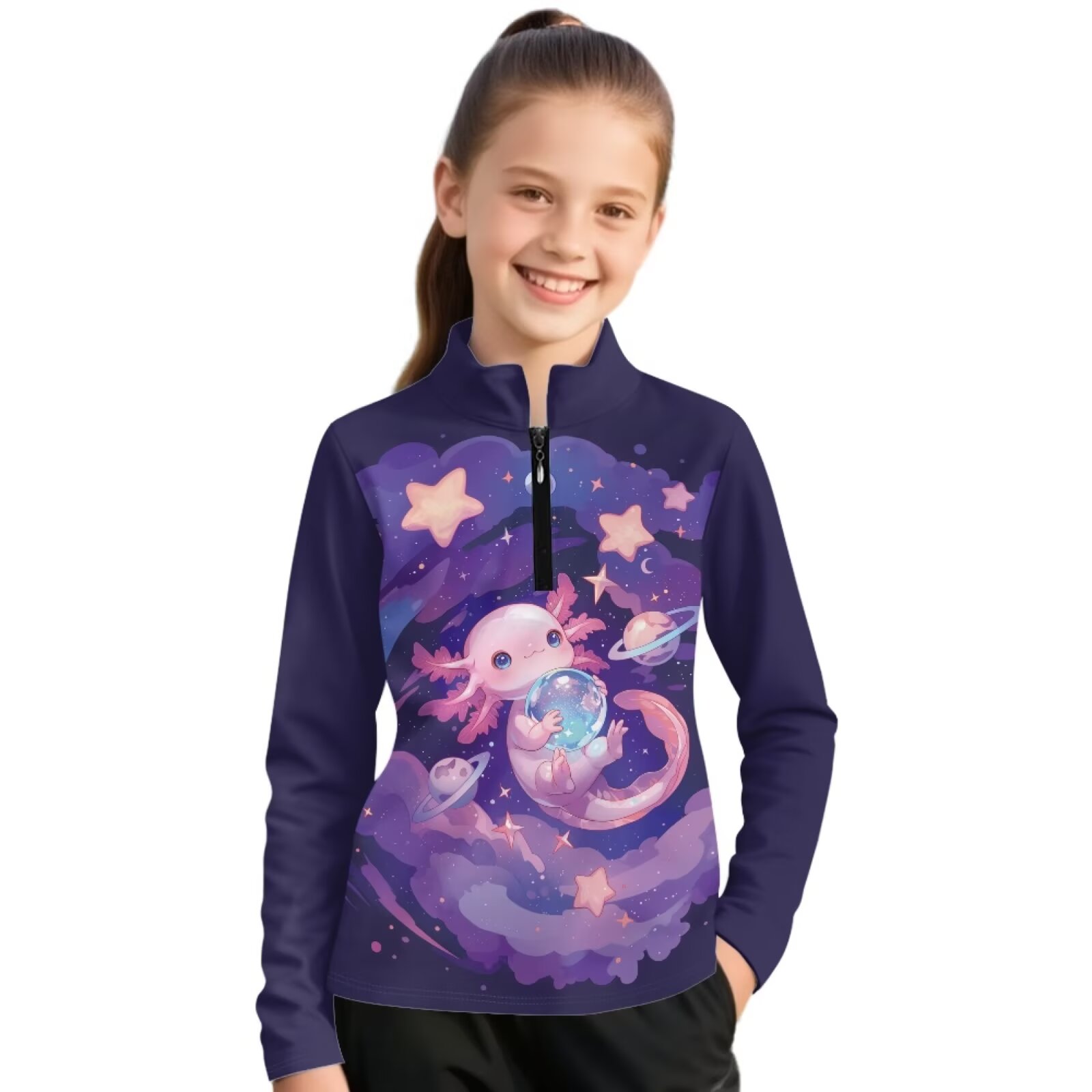 Psesaysky Girls Sweatshirts Size 8-9 Years Axolotl Graphic Pullover ...