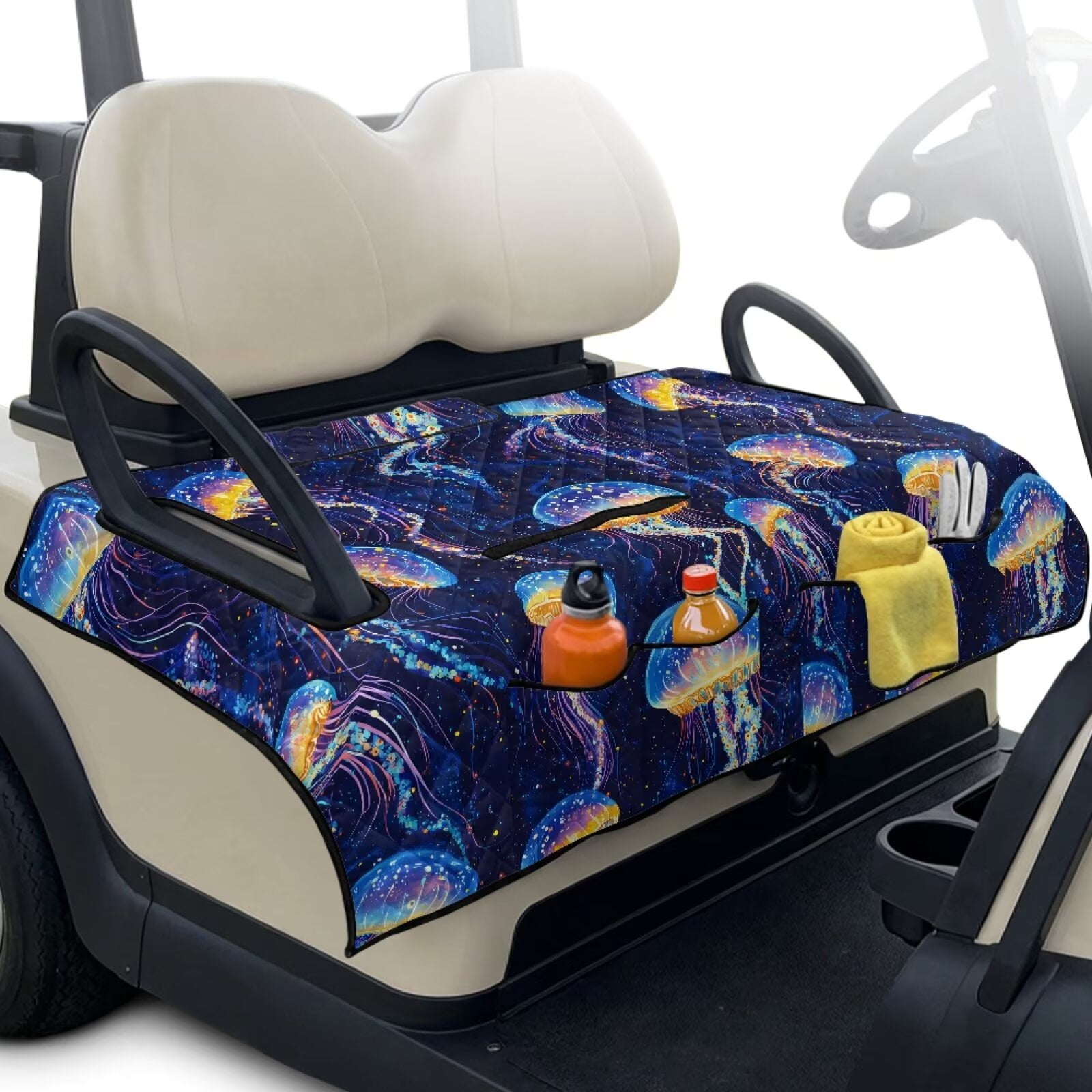 Psesaysky Golf Cart Seat Covers Neon Jellyfish Pattern Golf Cart Seat ...