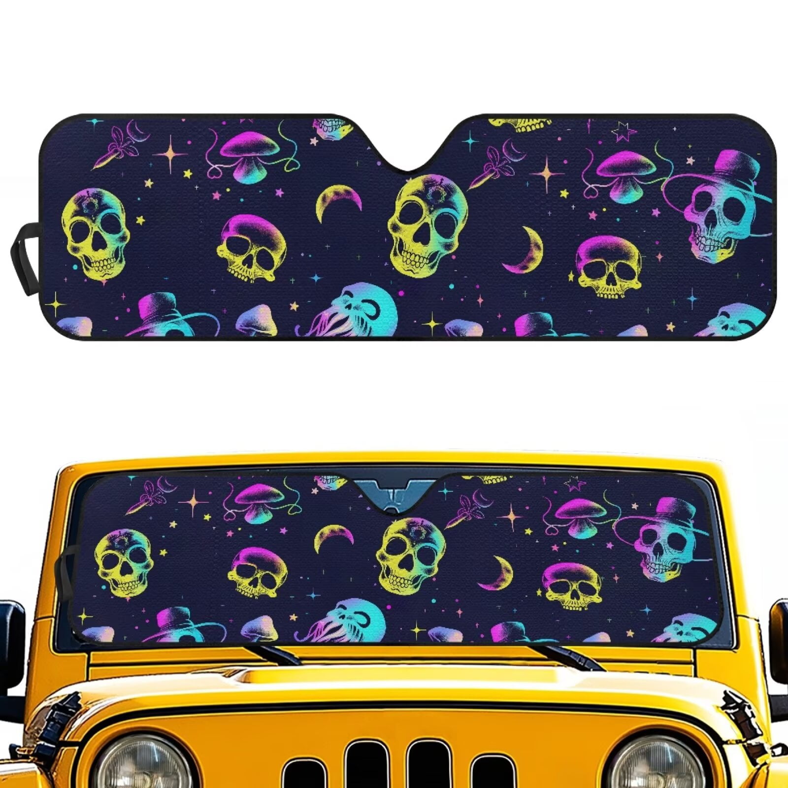 Psesaysky Gradient Skull Moon Front Windshield Sunshade Accordion ...