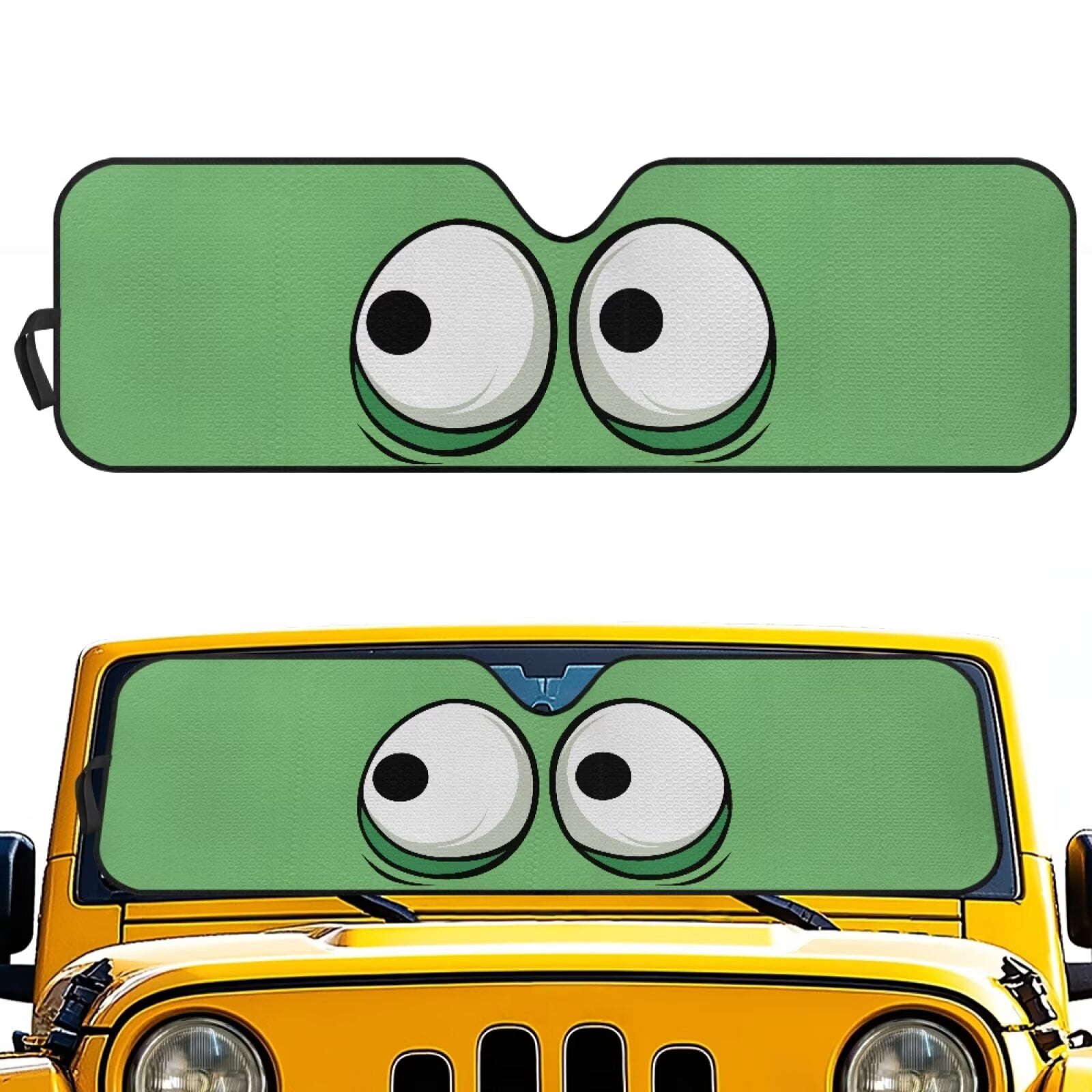 Psesaysky Green Cartoon Eyes Print Car Windshield Sun Shade Block UV ...