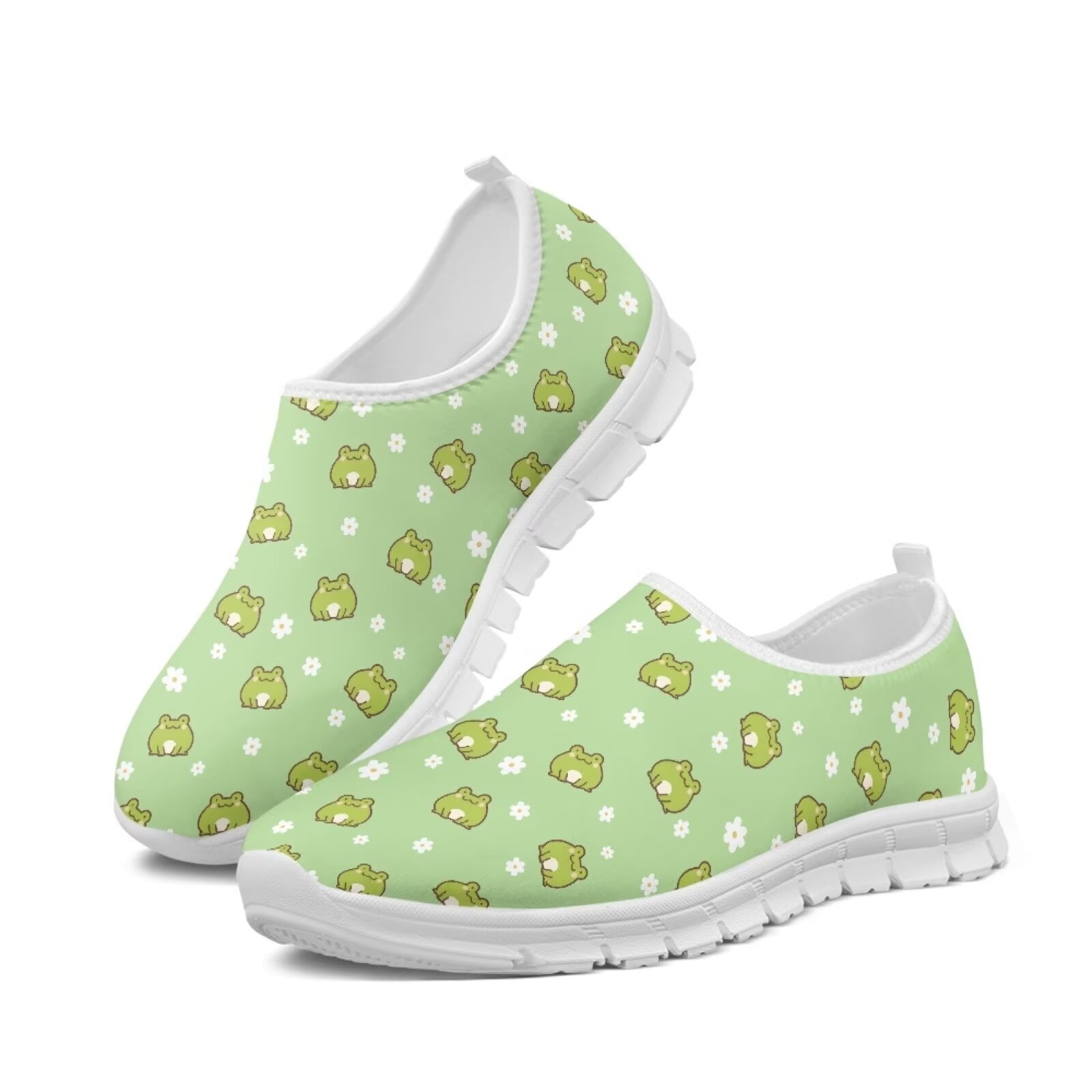 Psesaysky Green Cartoon Frogs Casual Shoes for Girls Women Walking ...