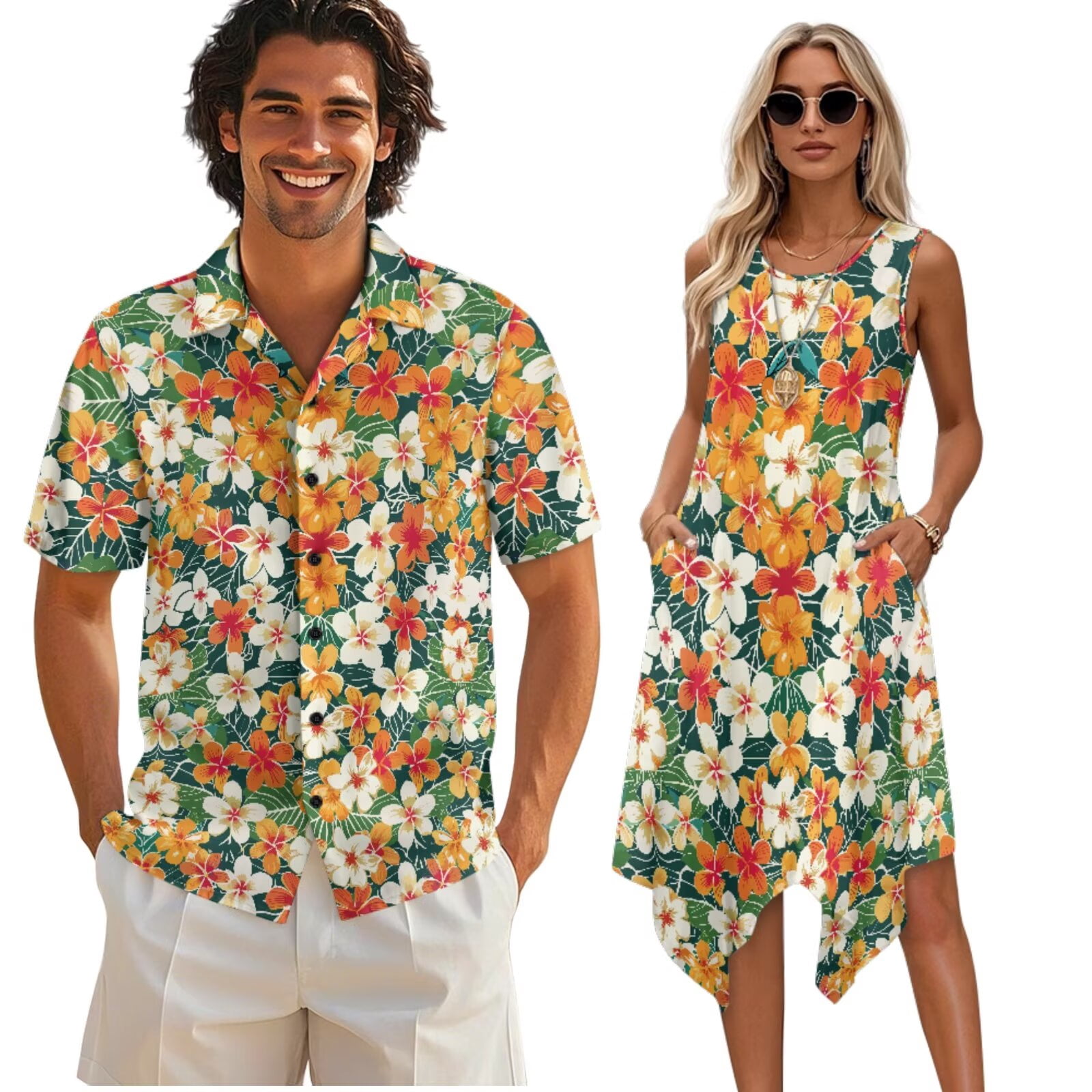 Psesaysky Hawaii Plumeria Hibiscus Sleeveless Sundresses for Women ...