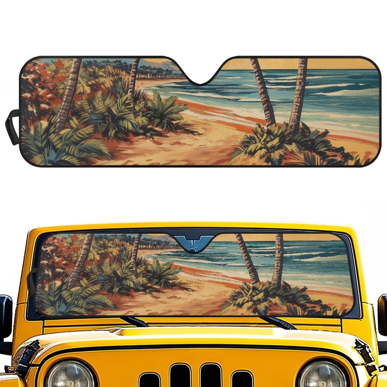 Psesaysky Hawaiian Beach Windshield Sun Shade for Car Off-road Vehicle ...