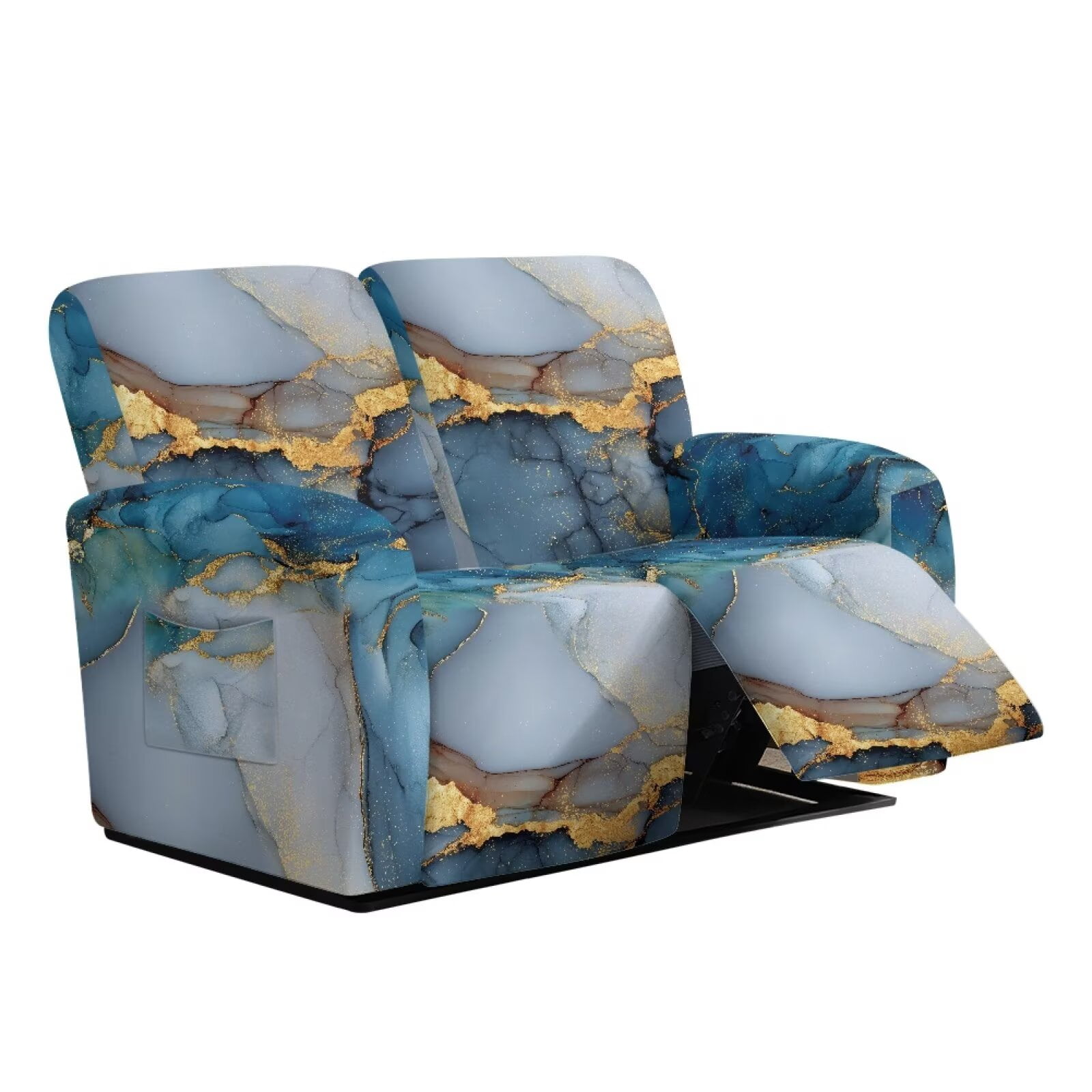 Psesaysky Marble Print Reclining Couch Cover 2 Seat Recliner Cover Form ...