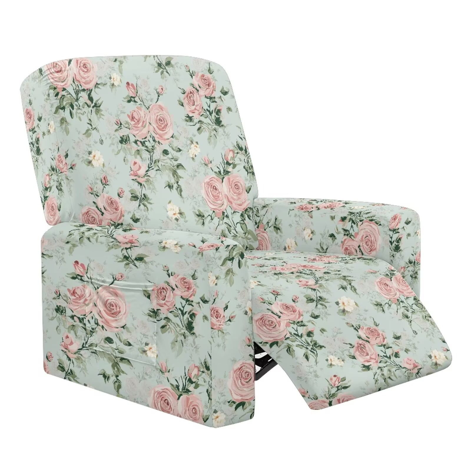 Psesaysky Pink Rose Flower Pattern Recliner Sofa Covers Home Decoration ...