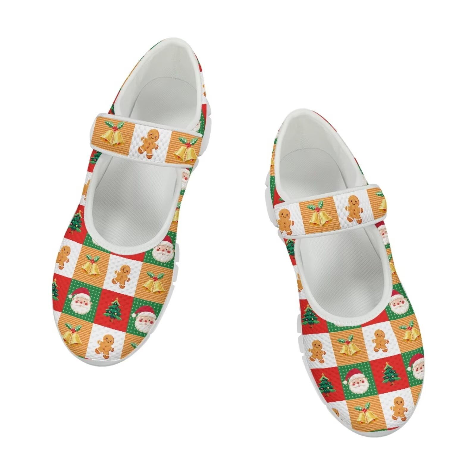 Psesaysky Santa Claus Mesh Cloth Casual Shoes for Women Girls Light ...