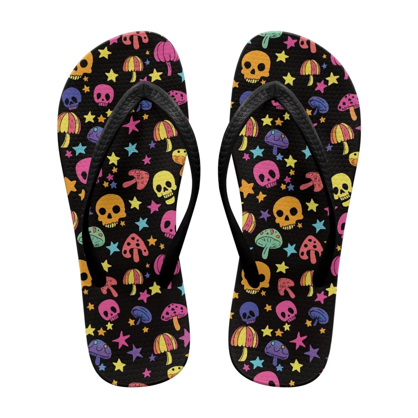 Psesaysky Skeletons Stars Colorful Beach Sandals for Women Girls ...