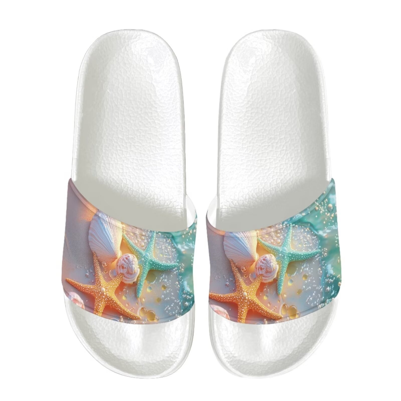 Psesaysky Starfish Shells Printed Slide Sandals Shoes Soft Flexible Men ...