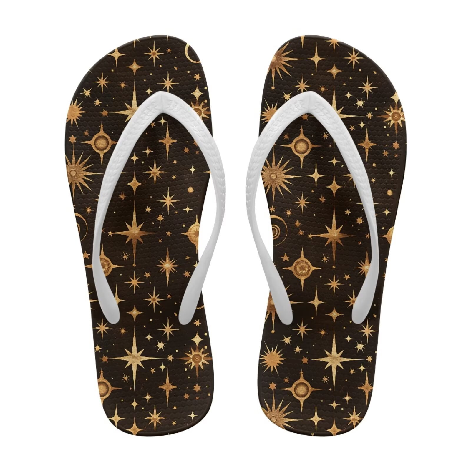 Psesaysky Stars Moon Printed Flip Flops for Women Girls Comfort Durable ...
