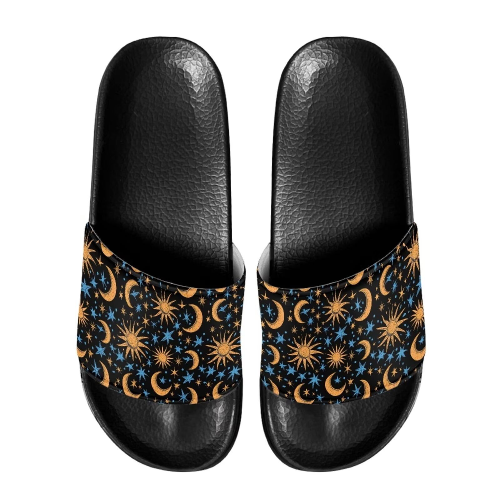 Psesaysky Sun and Moon Pattern Slide Sandals for Men Big Boys Leather ...