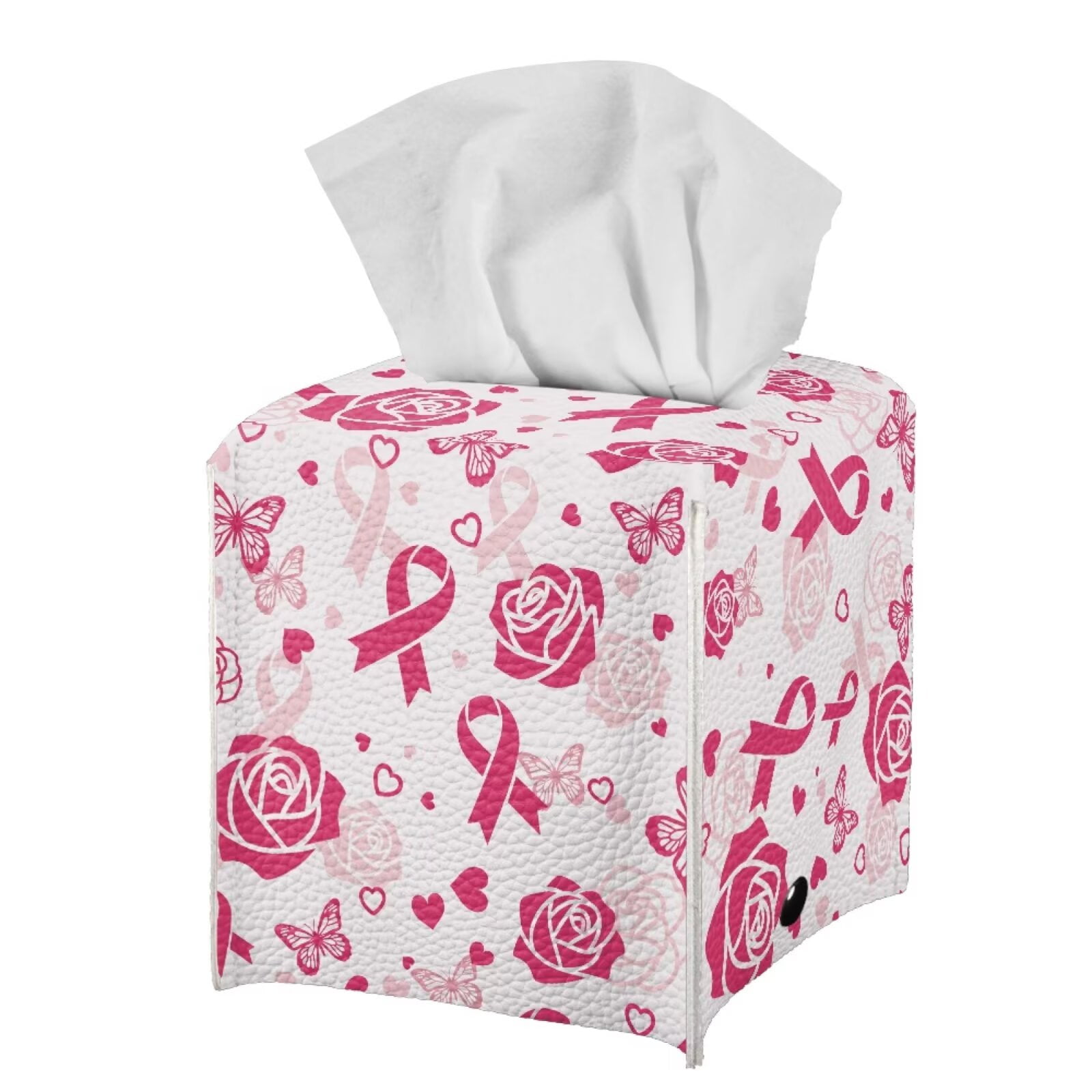 Psesaysky Tissue Box Cover Square – Pink Ribbon Rose Tissue Box Holder ...