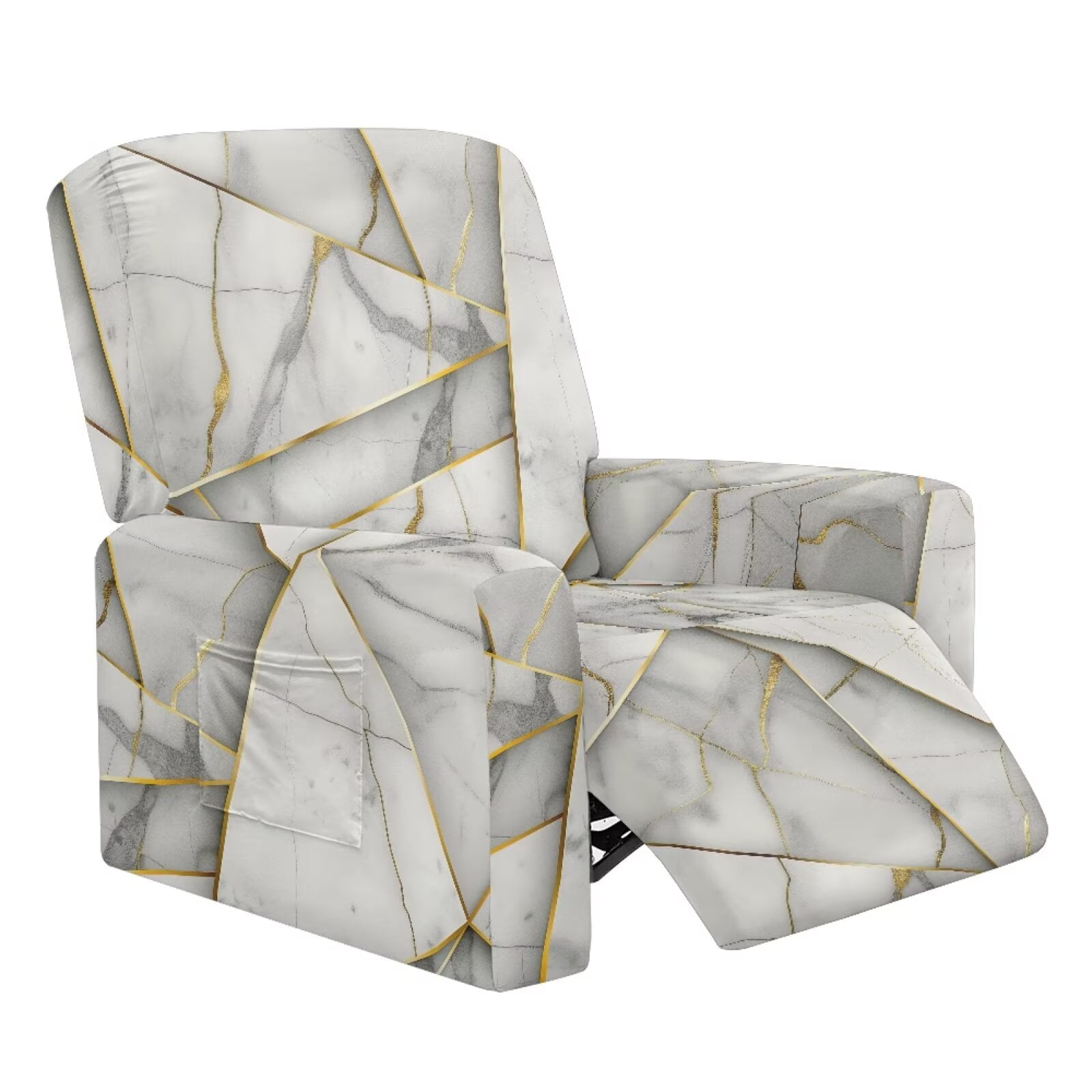 Psesaysky White Marble Geometric Pattern Recliner Chair Covers, Stretch ...