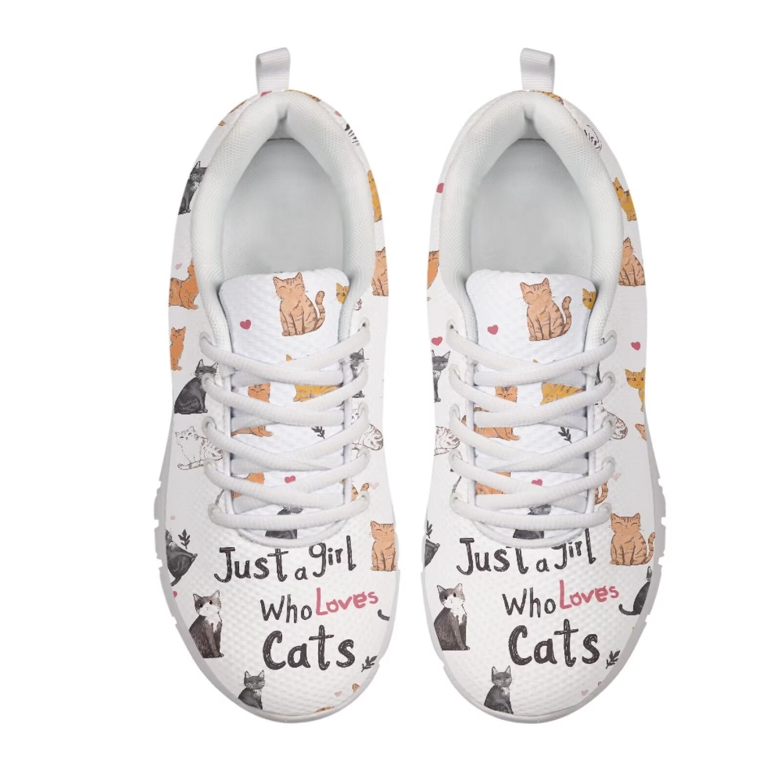 Psesaysky White Running Shoes for Women Girls Cats Lovers Cute Animal ...