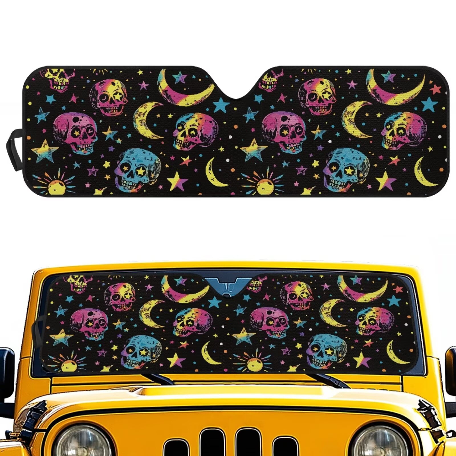 Psesaysky Windshield Sun Shade, Color Skull Moon Sunshade Compatible ...
