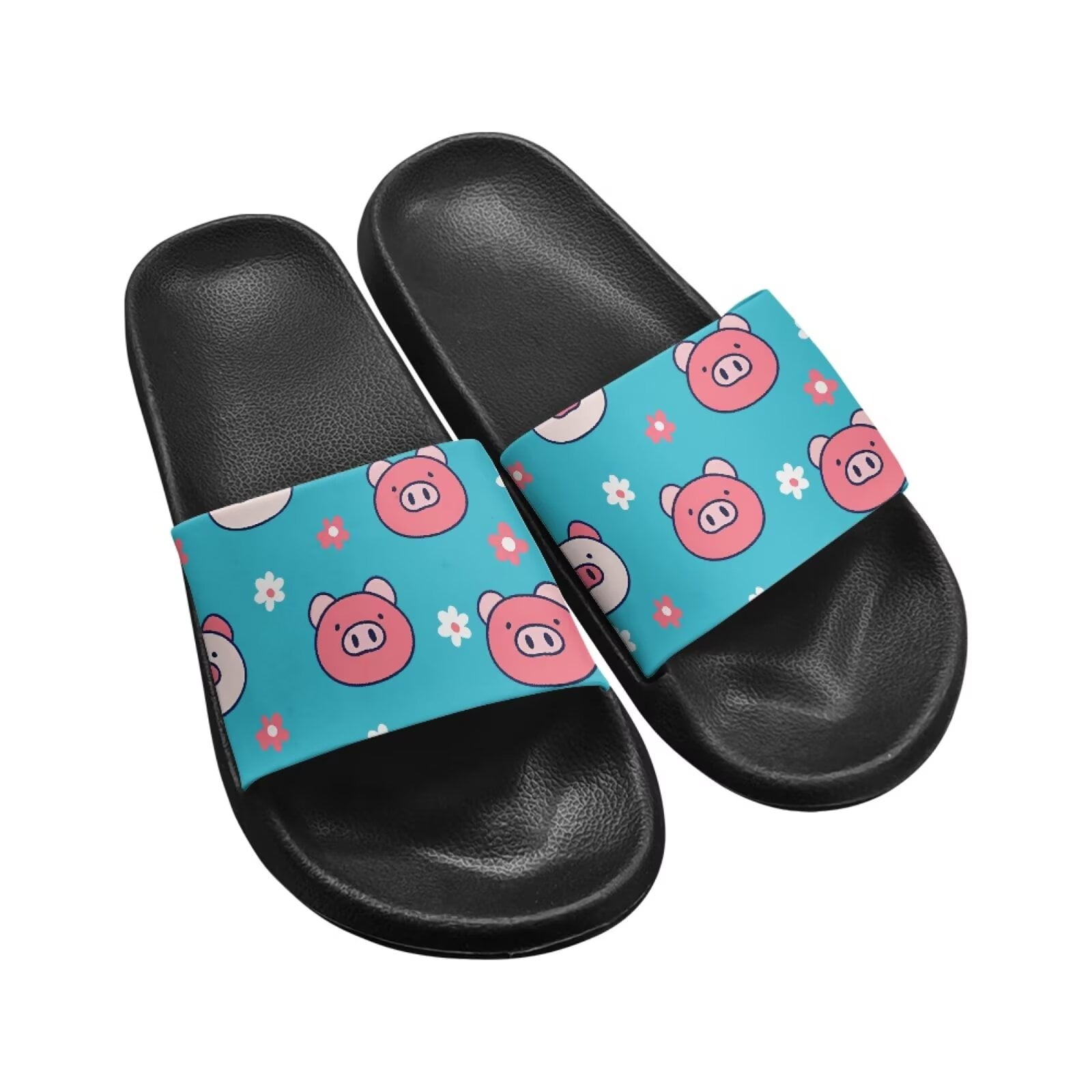 Psesaysky Women's Slide Sandals Cartoon Pig Prints Cute Summer Slippers for Teen Girls Anti-Slip ...