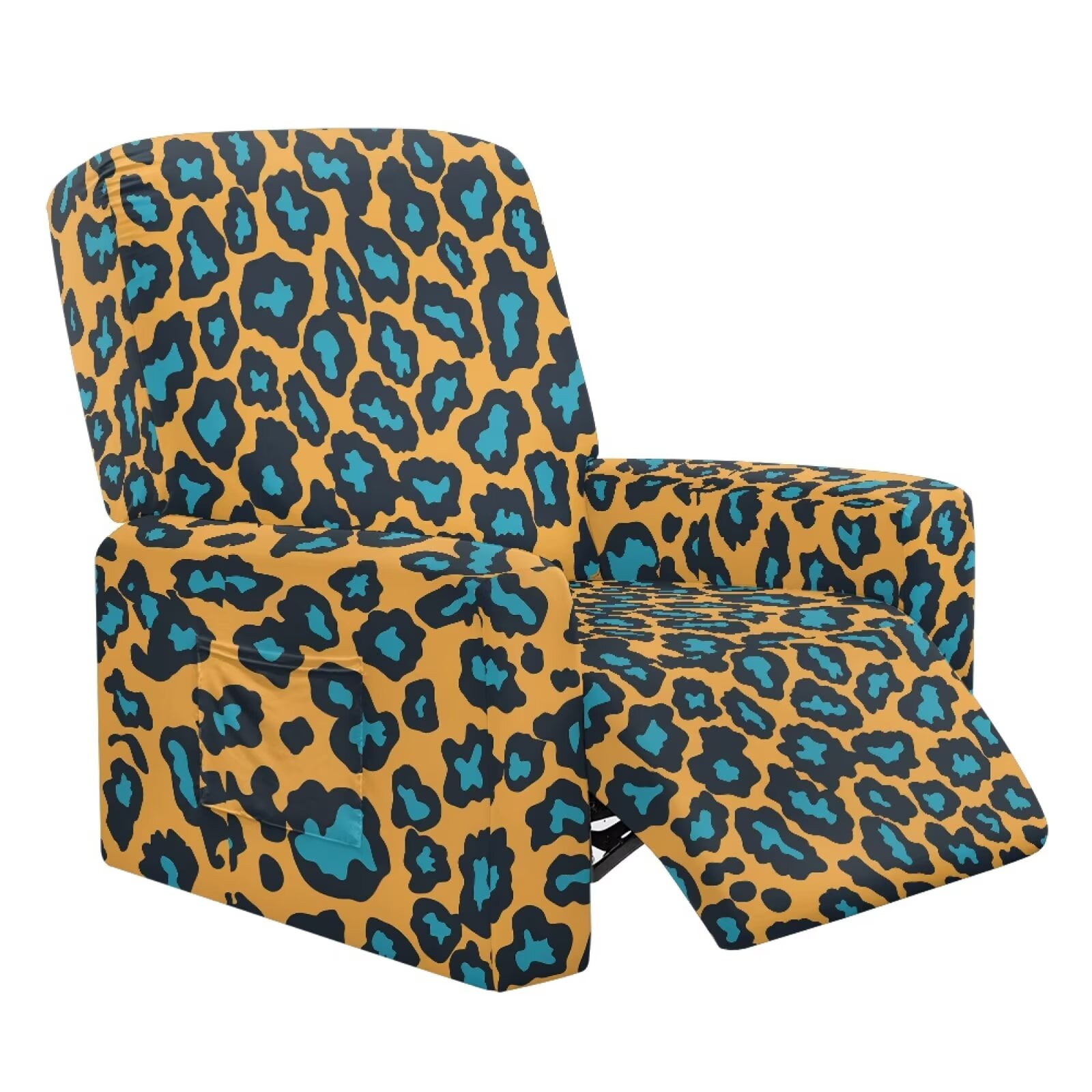 Psesaysky Yellow Blue Leopard Print Recliner Chair Covers, Stretch ...