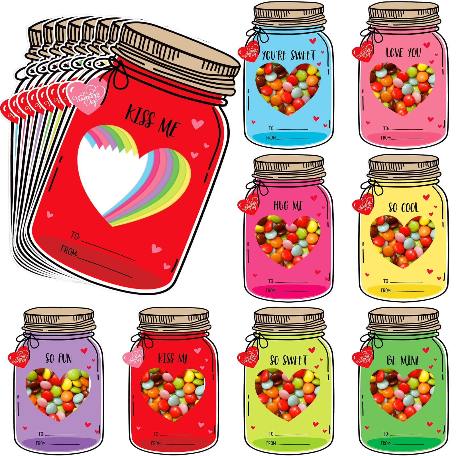 Pseutio 64 Pack Valentines Cards for Kids, Happy Valentines Day Cards ...