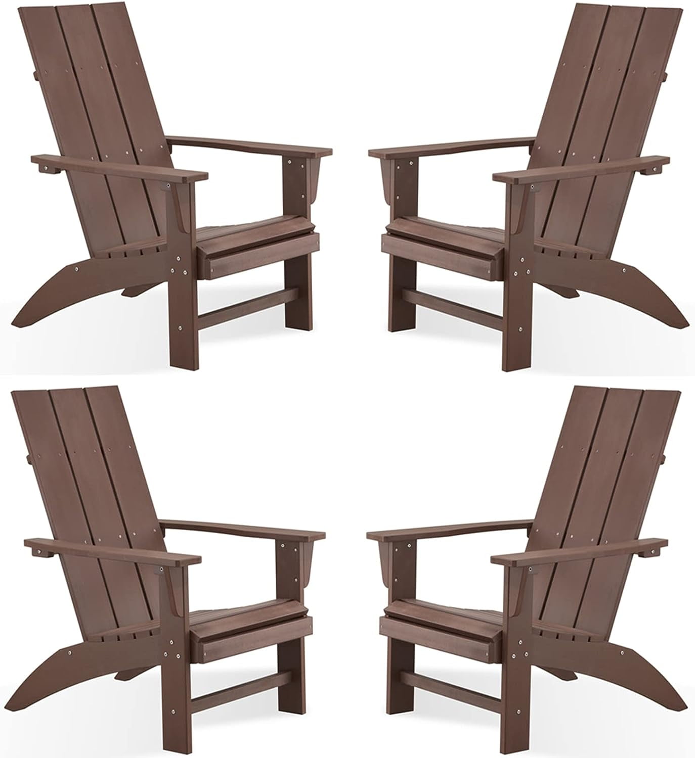Psilvam Modern Adirondack Chairs Set of 4, Oversized Poly Lumber Fire ...