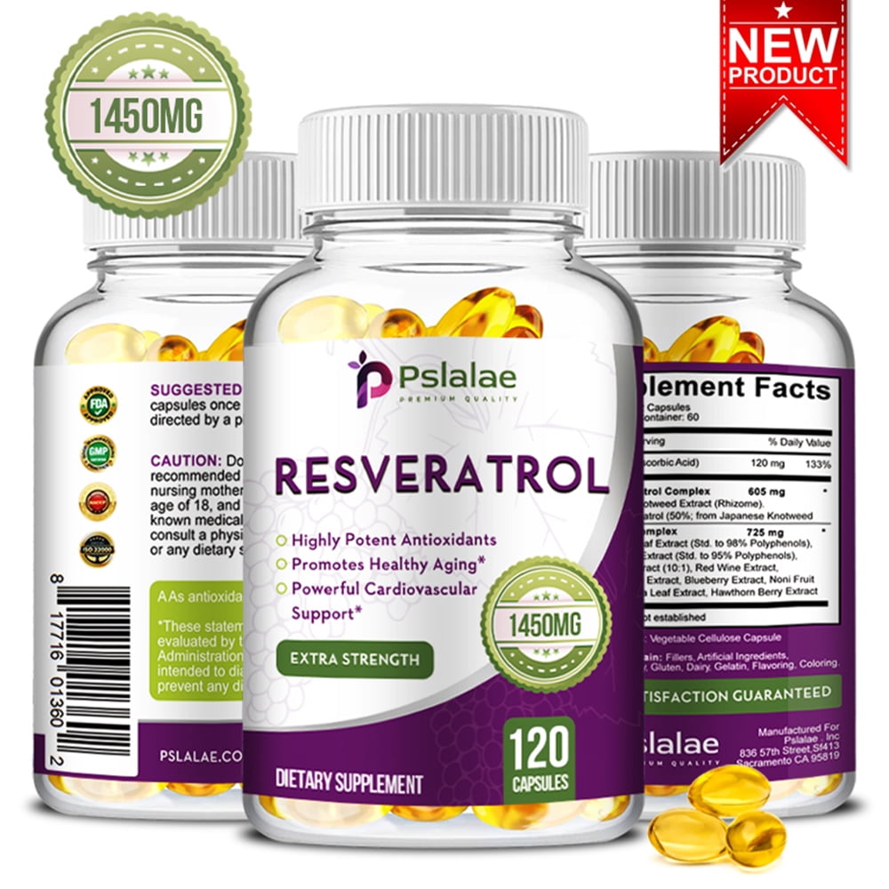 Pslalae Resveratrol 1450mg - Natural Antioxidant, Anti Agingm, Brain ...