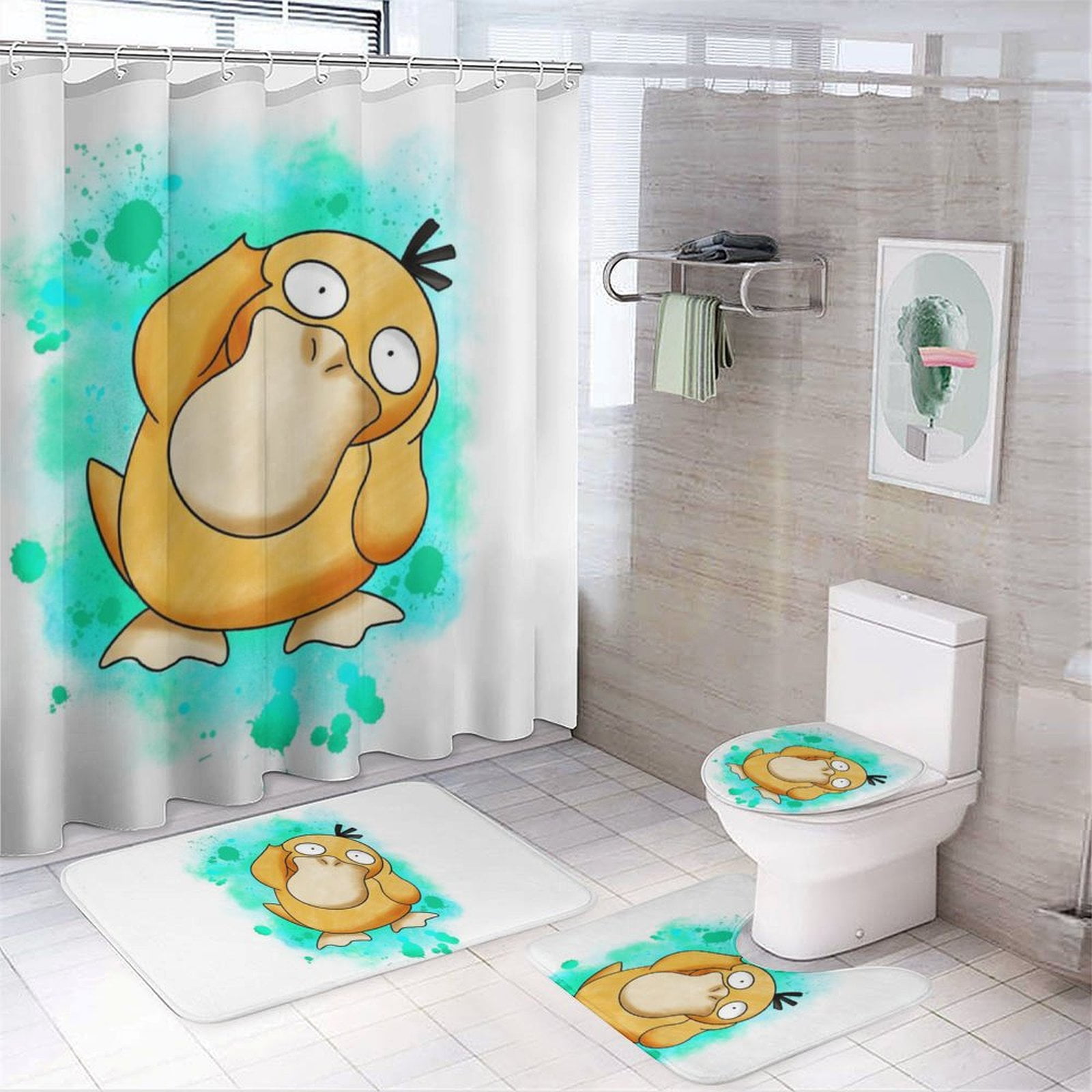 Psy-duck Shower Curtain Sets Cartoon Anime for Boys Grils Gift Psy-duck ...