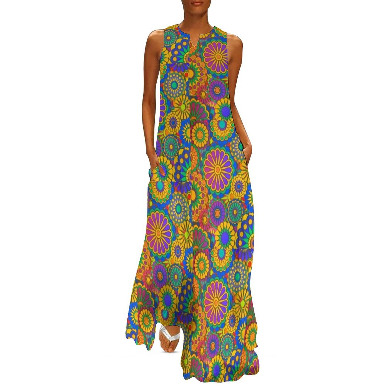 Psychadelic Hippie Flower Power Design Long Dress summer dress for ...