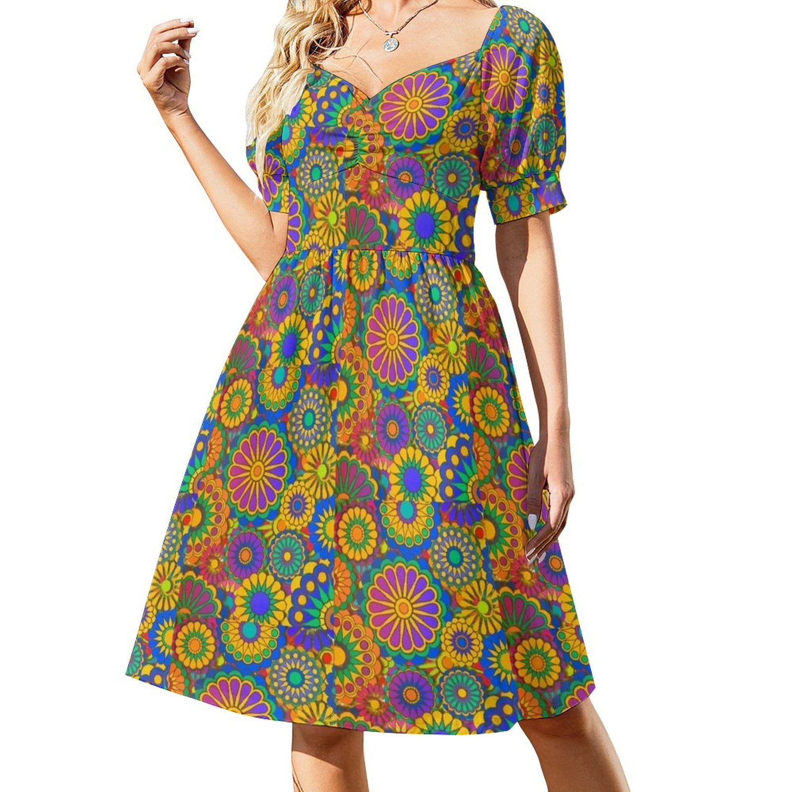 Psychadelic Hippie Flower Power Design Sleeveless Dress women clothes ...