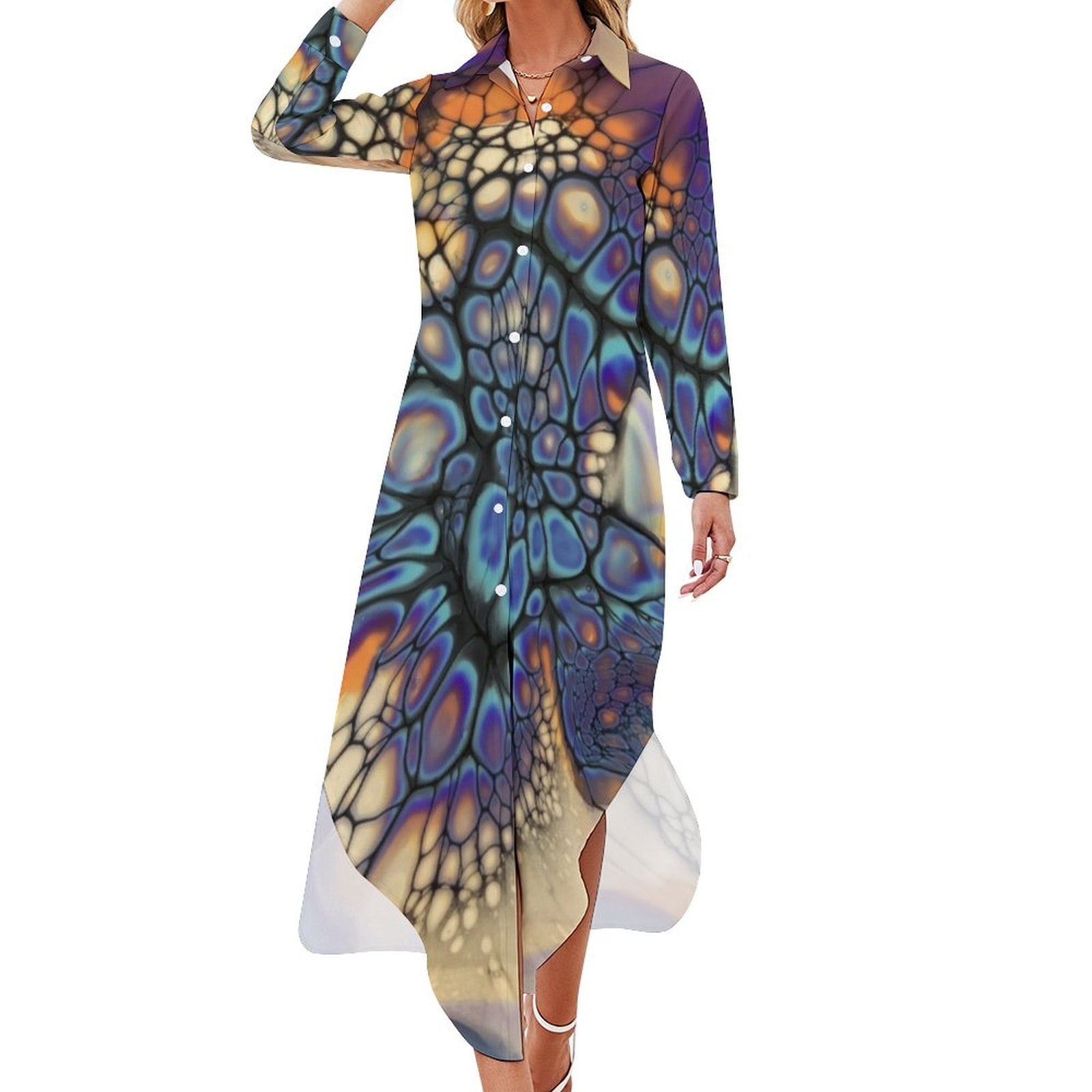 Psychedelia Long Sleeved Shirt Dress summer dress woman Long veiled ...