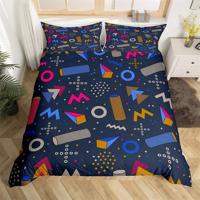 Psychedelic 3d Geometric Duvet Cover Microfiber Colorful Pop Abstract