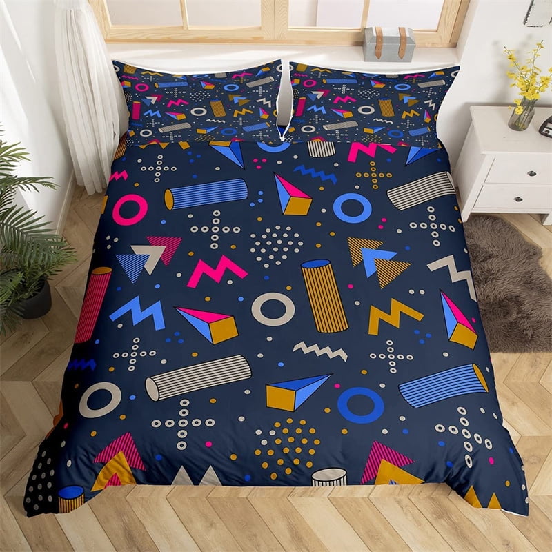 Psychedelic 3D Geometric Duvet Cover Microfiber Colorful Pop Abstract ...