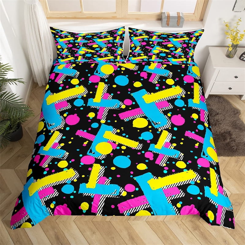 Psychedelic 3D Geometric Duvet Cover Microfiber Colorful Pop Abstract ...