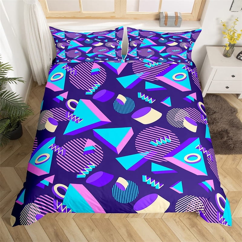 Psychedelic 3D Geometric Duvet Cover Microfiber Colorful Pop Abstract ...