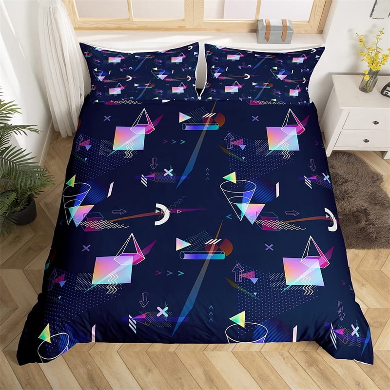 Psychedelic 3D Geometric Duvet Cover Microfiber Colorful Pop Abstract ...