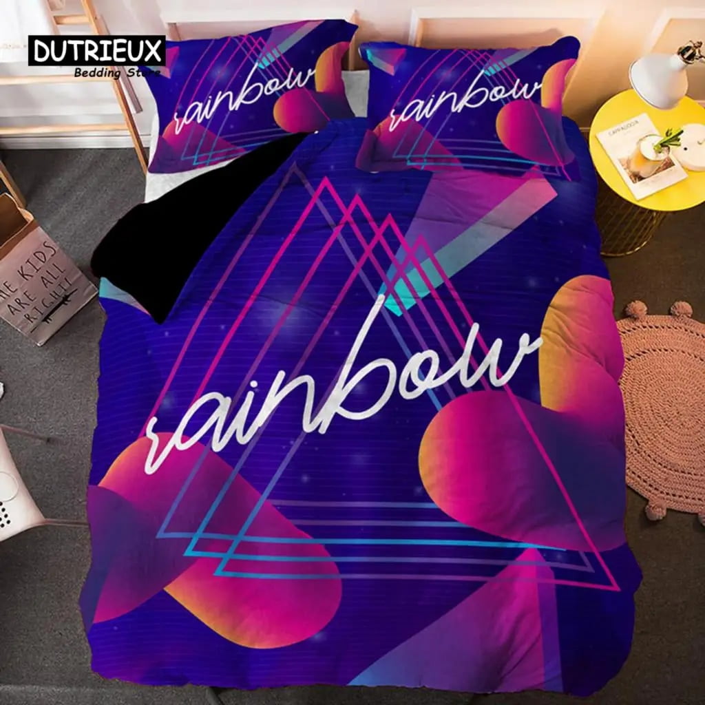 Psychedelic 3D Geometric Duvet Cover Modern Retro Neon Bedding Set ...