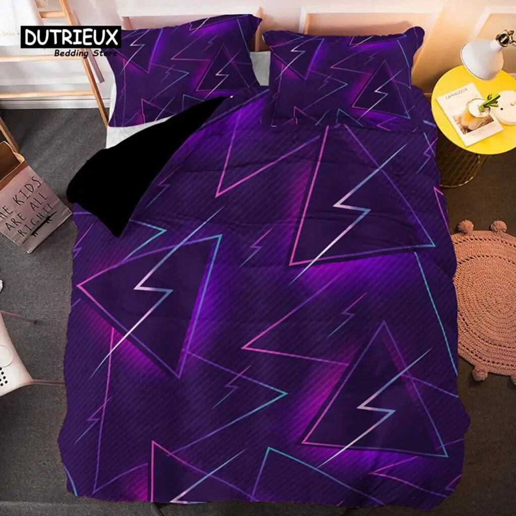Psychedelic 3D Geometric Duvet Cover Modern Retro Neon Bedding Set ...