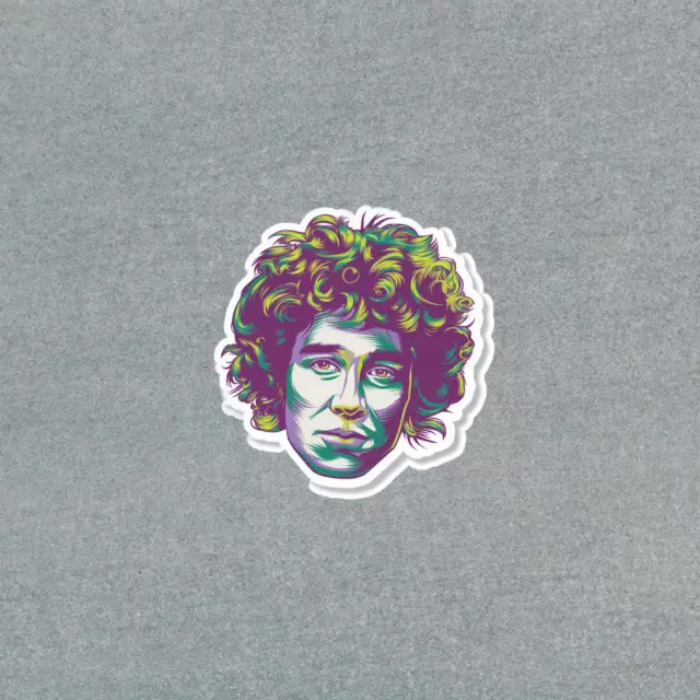 Psychedelic 70S Style Groovy Curly Hair Man Portrait Stickerphone Decal ...