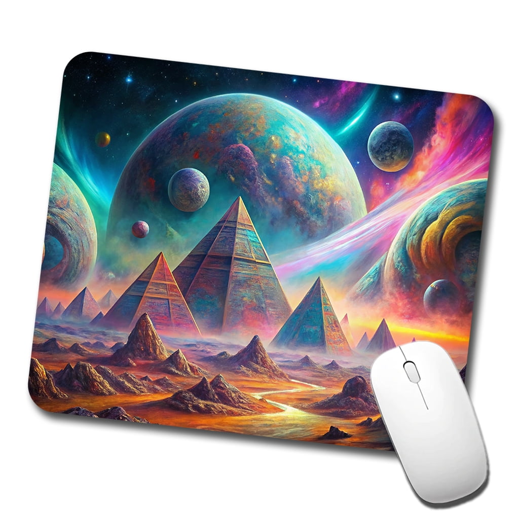 Psychedelic Alien Planet With Pyramids Vibrant Colors Mouse Pad Low ...