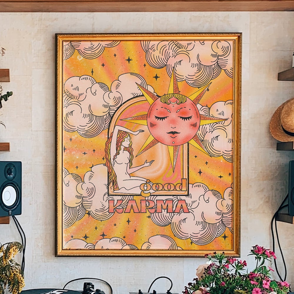 Psychedelic Art, 70S Home Decor, Good Karma, Hippie Print, 70S Wall Art ...