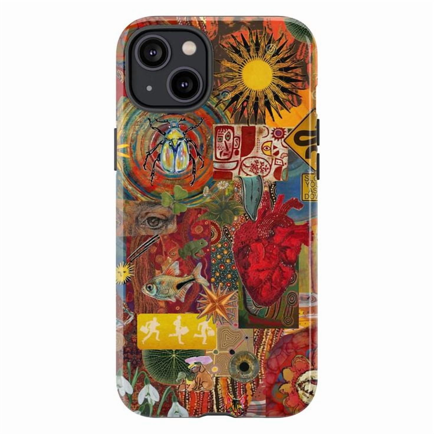 Psychedelic Art Collage Phone Case, Trippy Retro Surreal Heart & Eye ...