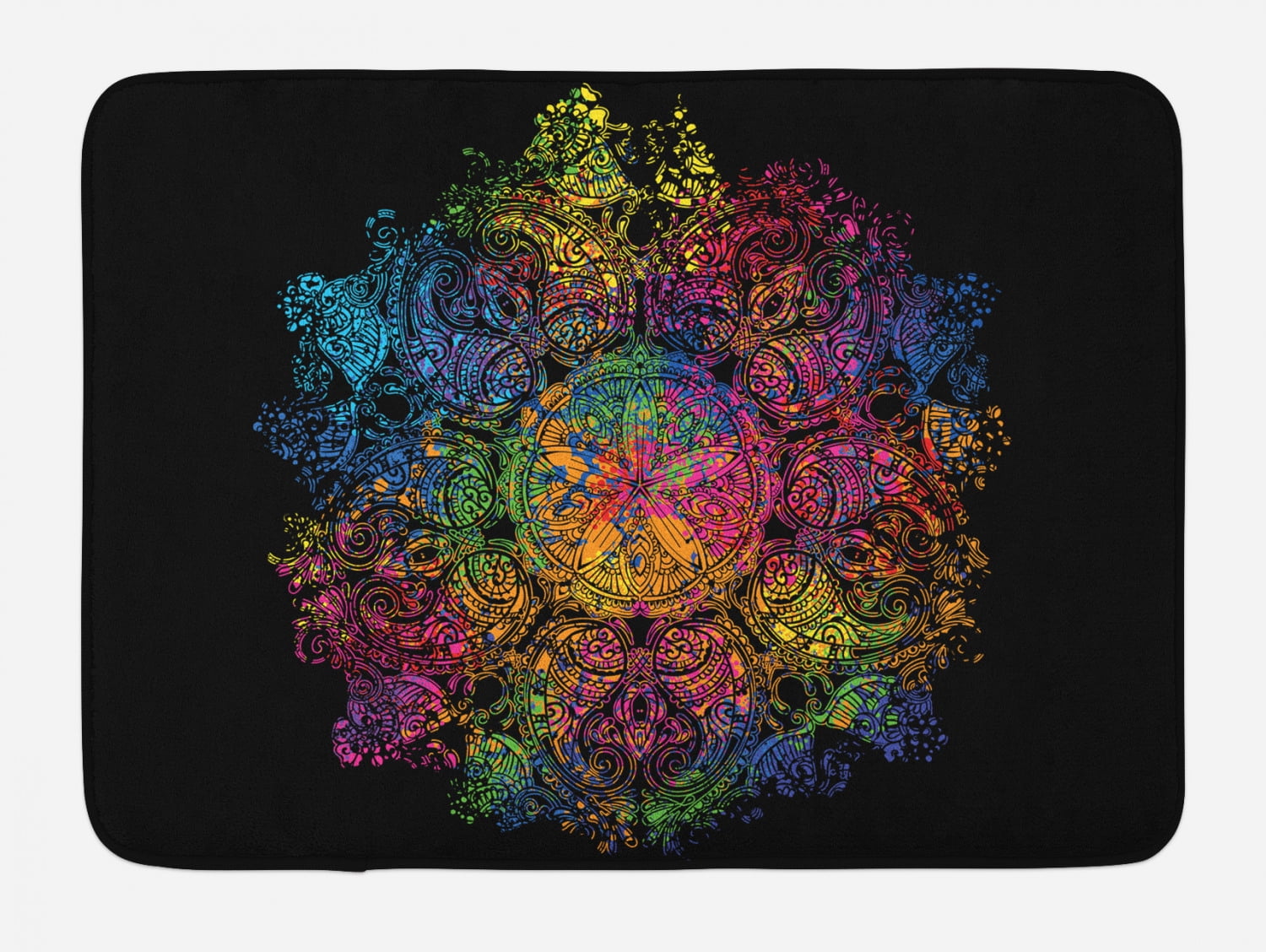 Psychedelic Bath Mat, Colorful Mandala Pattern Cosmos Universe ...