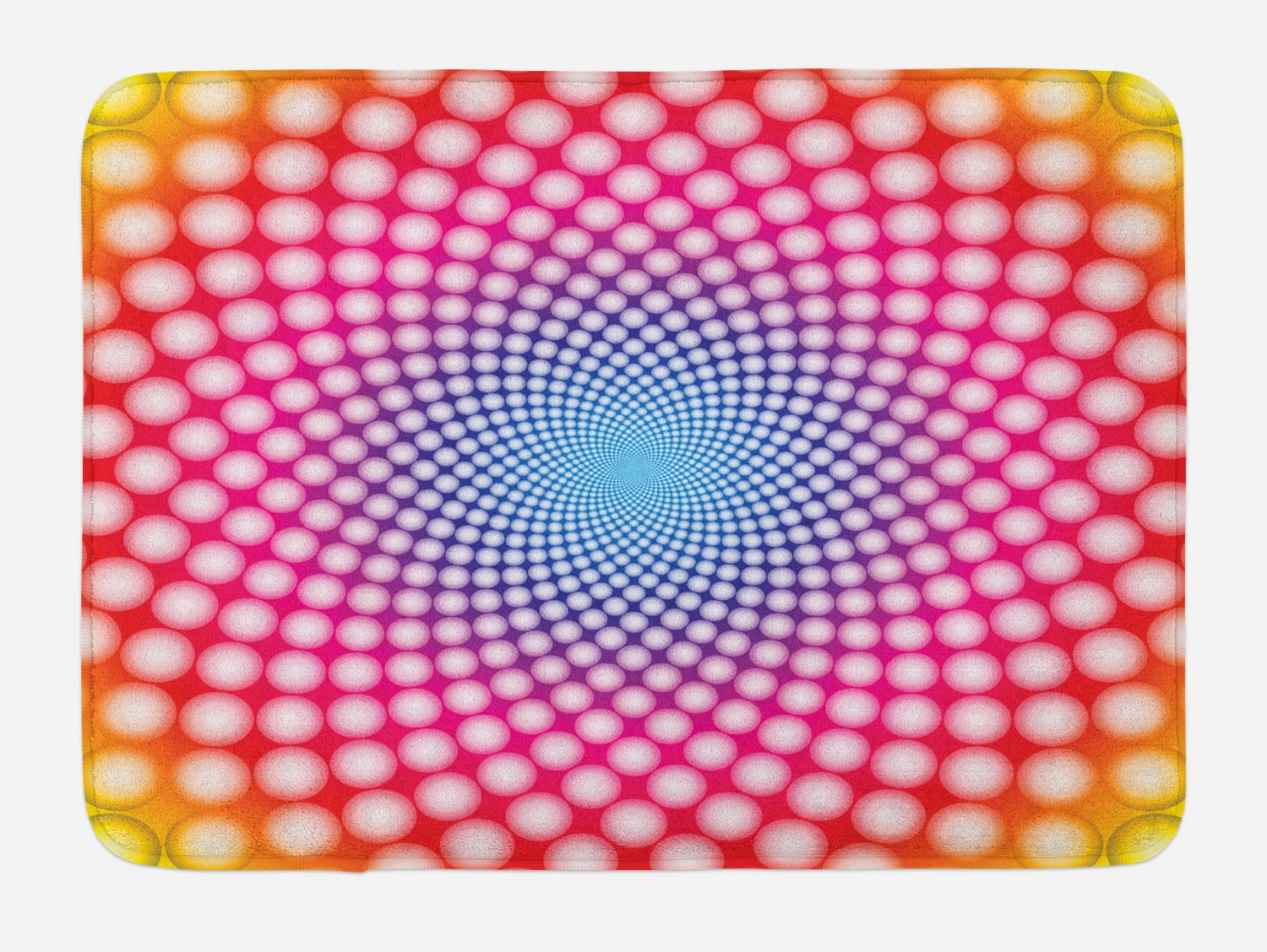 Psychedelic Bath Mat, Contemporary Style Dotted Pattern with Ombre ...
