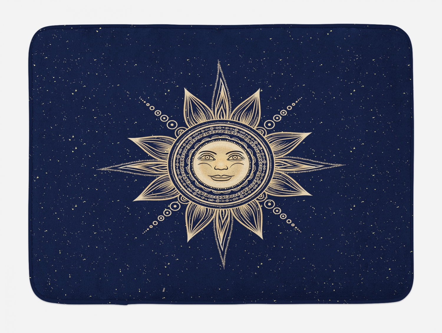Psychedelic Bath Mat, Vintage Occult Sun with Face Boho Chic Esoteric ...
