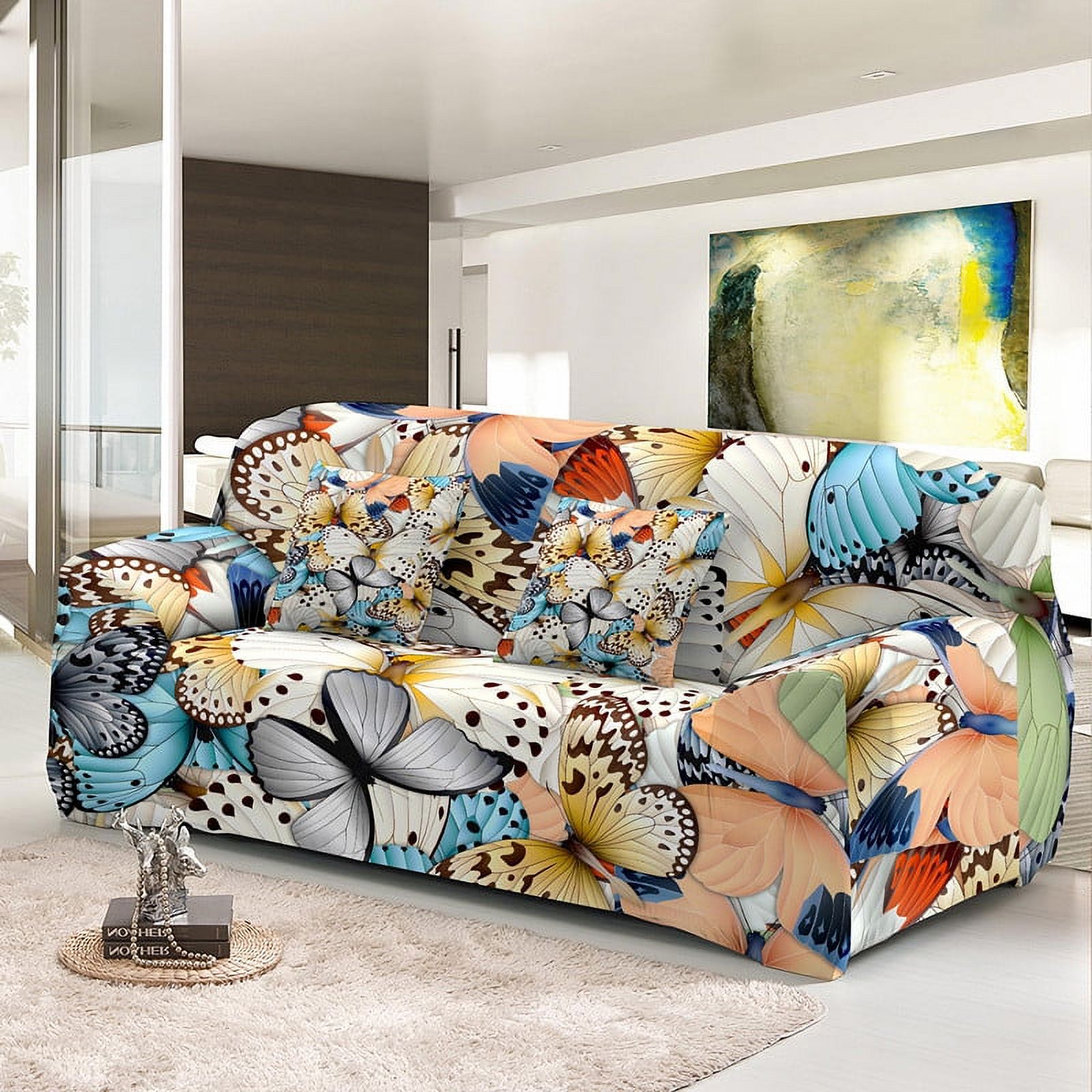 Psychedelic Butterfly Sofa Cover For Living Room Elastic All-Inclusive Combination Couch Covers ...