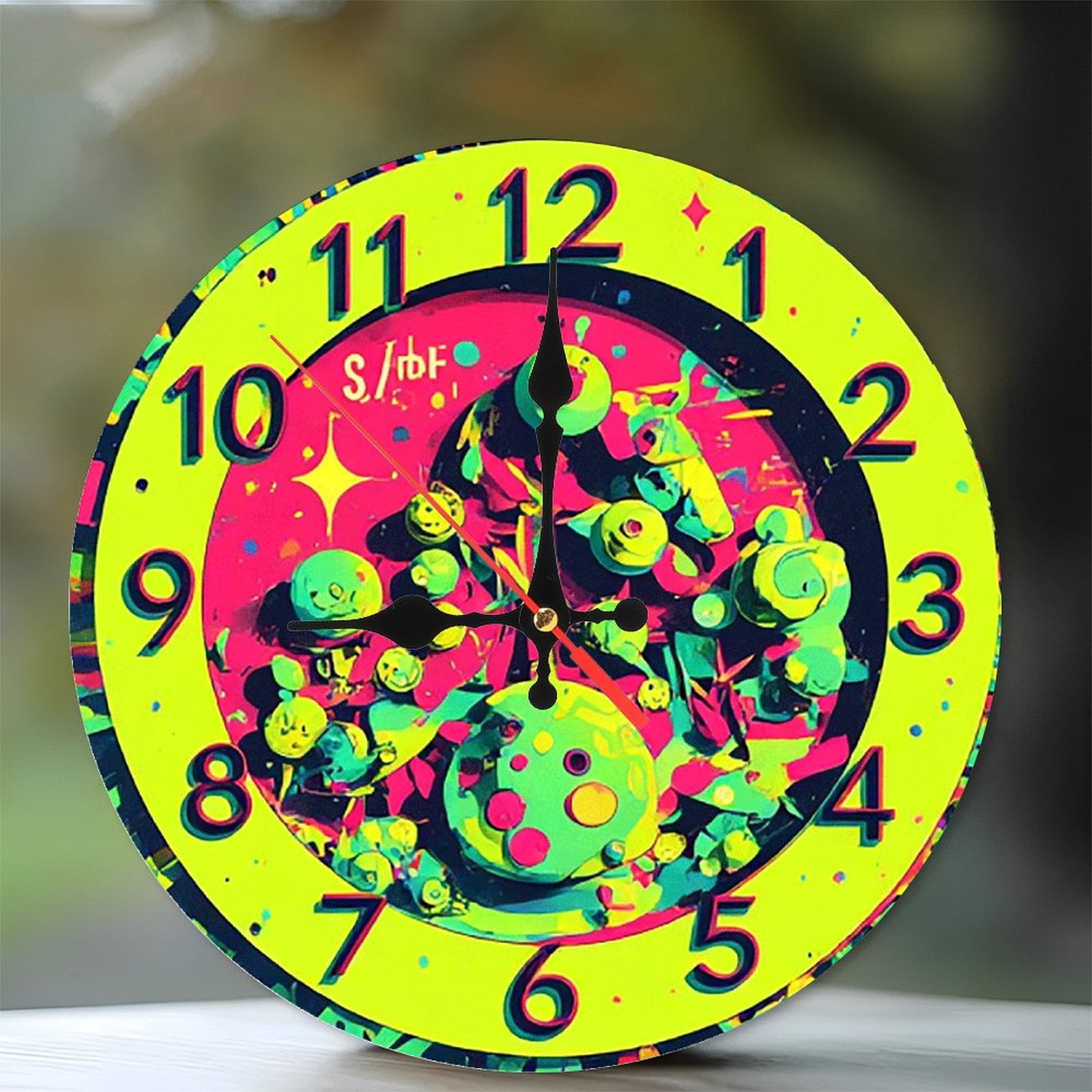 Psychedelic Clock Wall Art Decor Home Decor 10-Inch Silent Wooden Wall ...