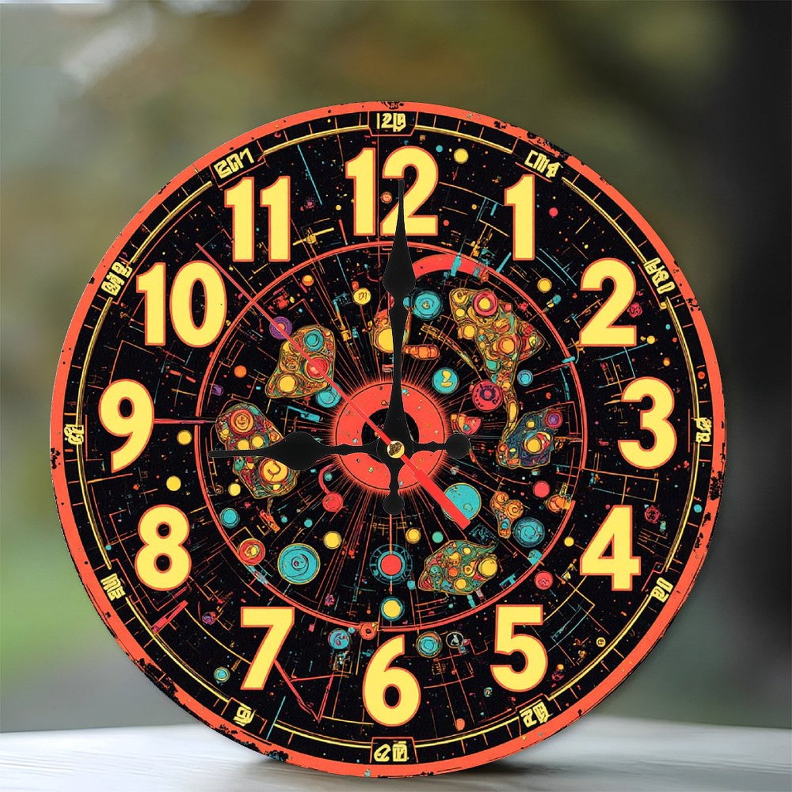 Psychedelic Clock Wall Decor Unique Art 10-Inch Silent Wooden Wall ...