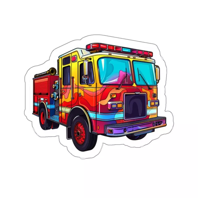 Psychedelic Colored Emergency Fire Engine Firefighter Truck Sticker ...