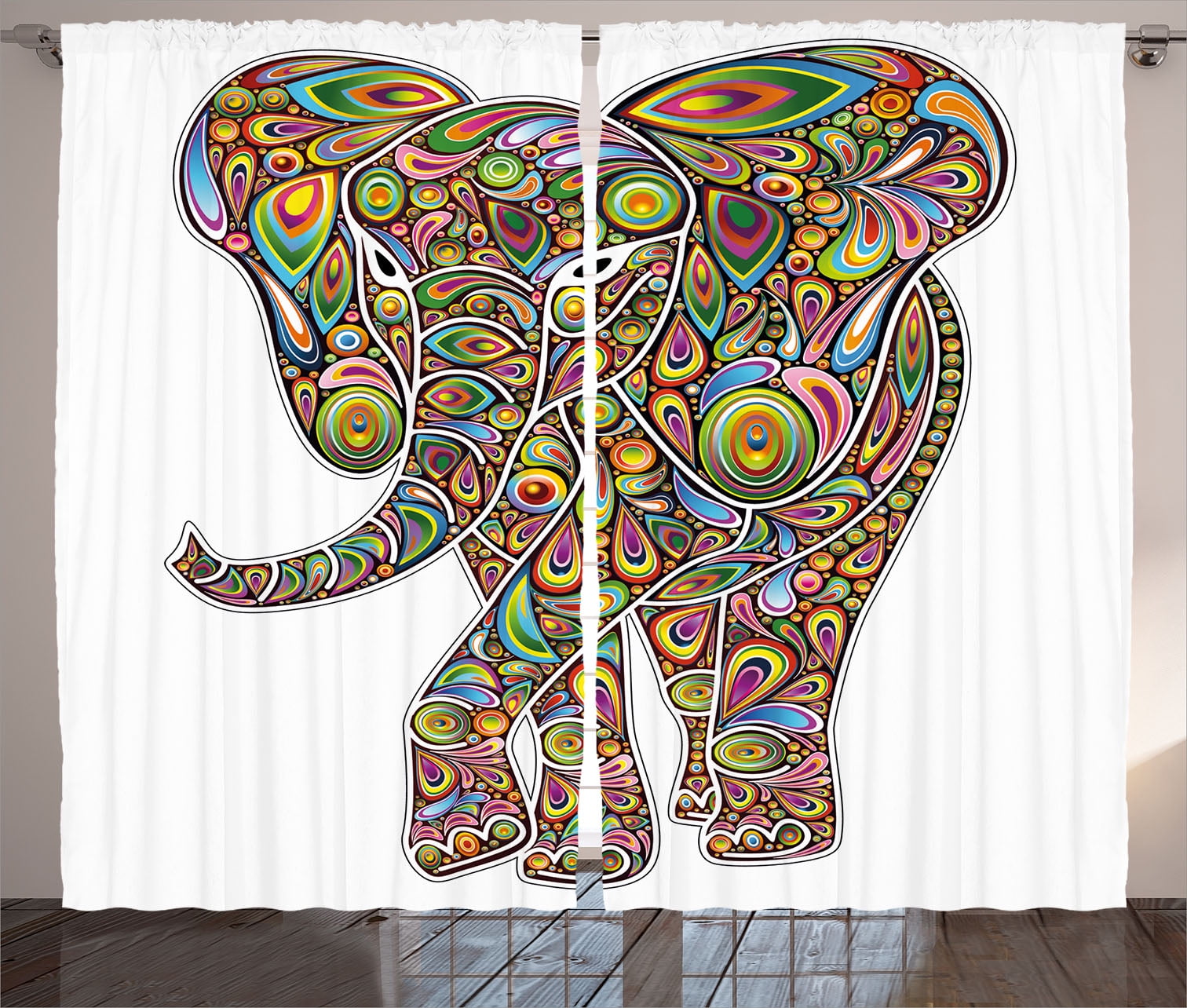 Ambesonne Psychedelic Curtains 2 Panel Set, Boho Art, 108" x 84 ...