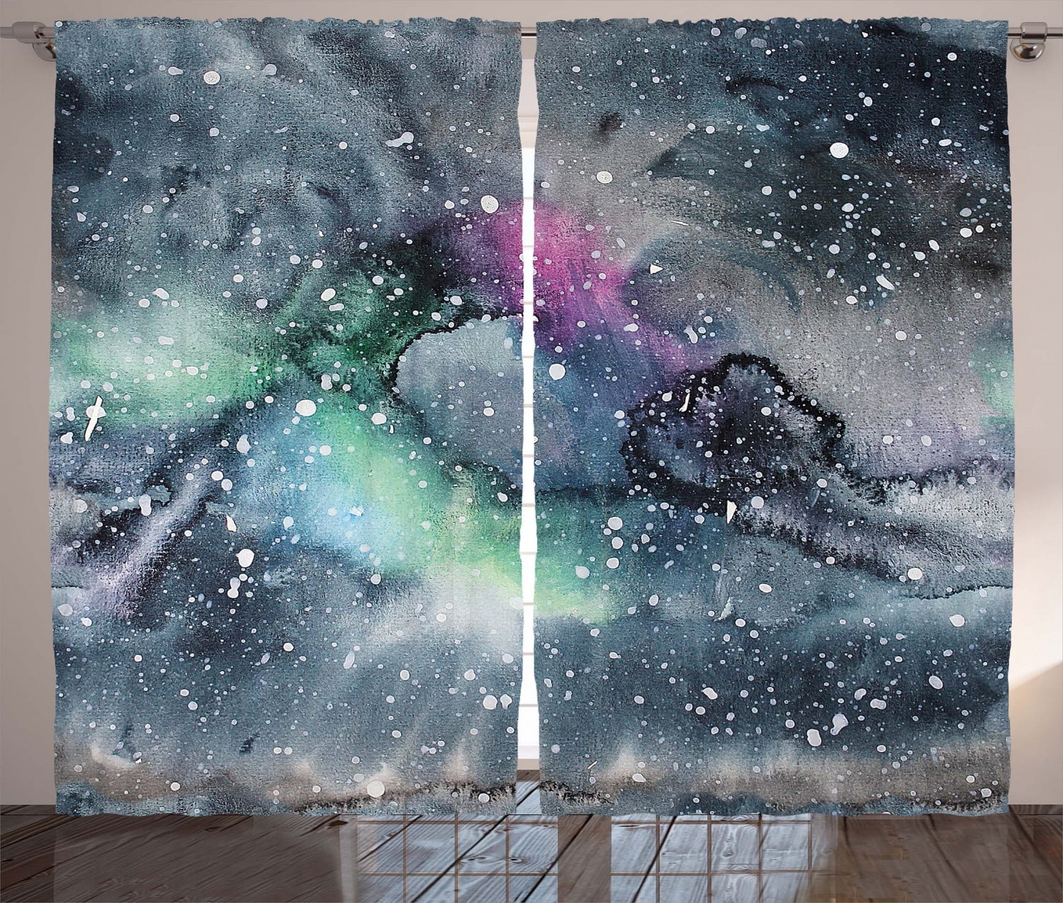 Ambesonne Psychedelic Curtains 2 Panel Set, Celestial Cosmic, 108" x 63 ...
