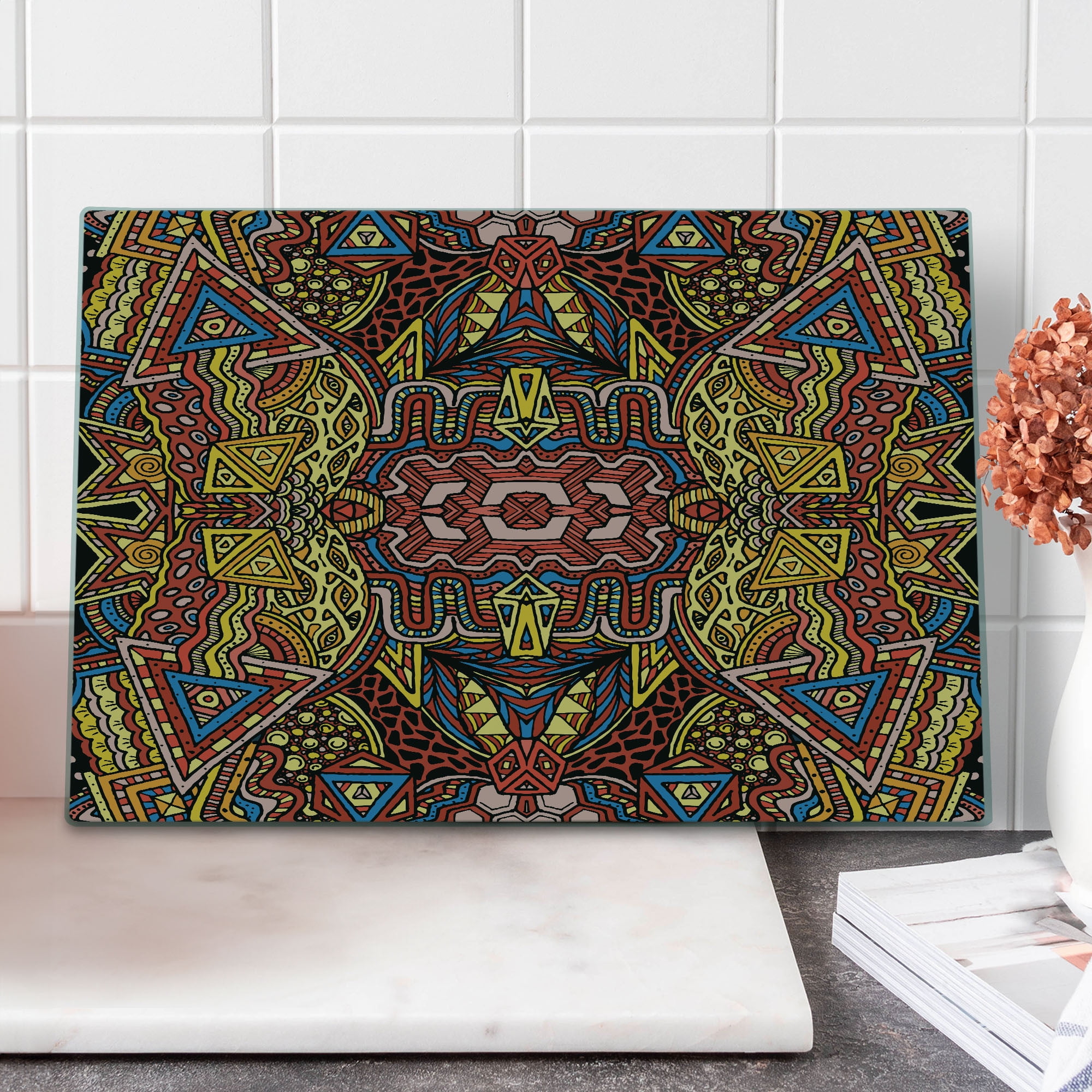Psychedelic Cutting Board, Retro Old-Fashion Doodle Effect Tribal Theme ...