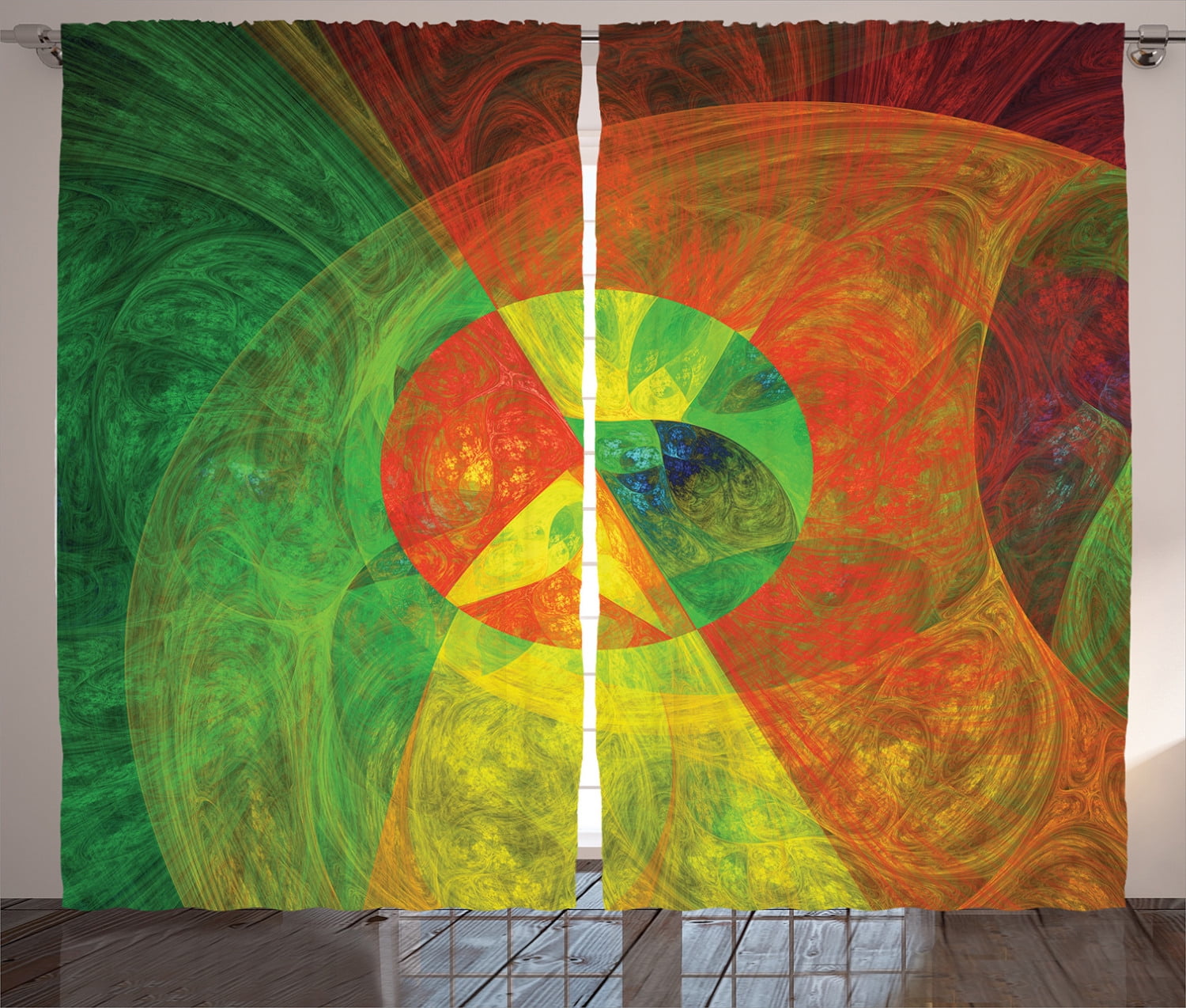 Ambesonne Psychedelic Curtains 2 Panel Set, Abstract Surreal, 108" x 84 ...