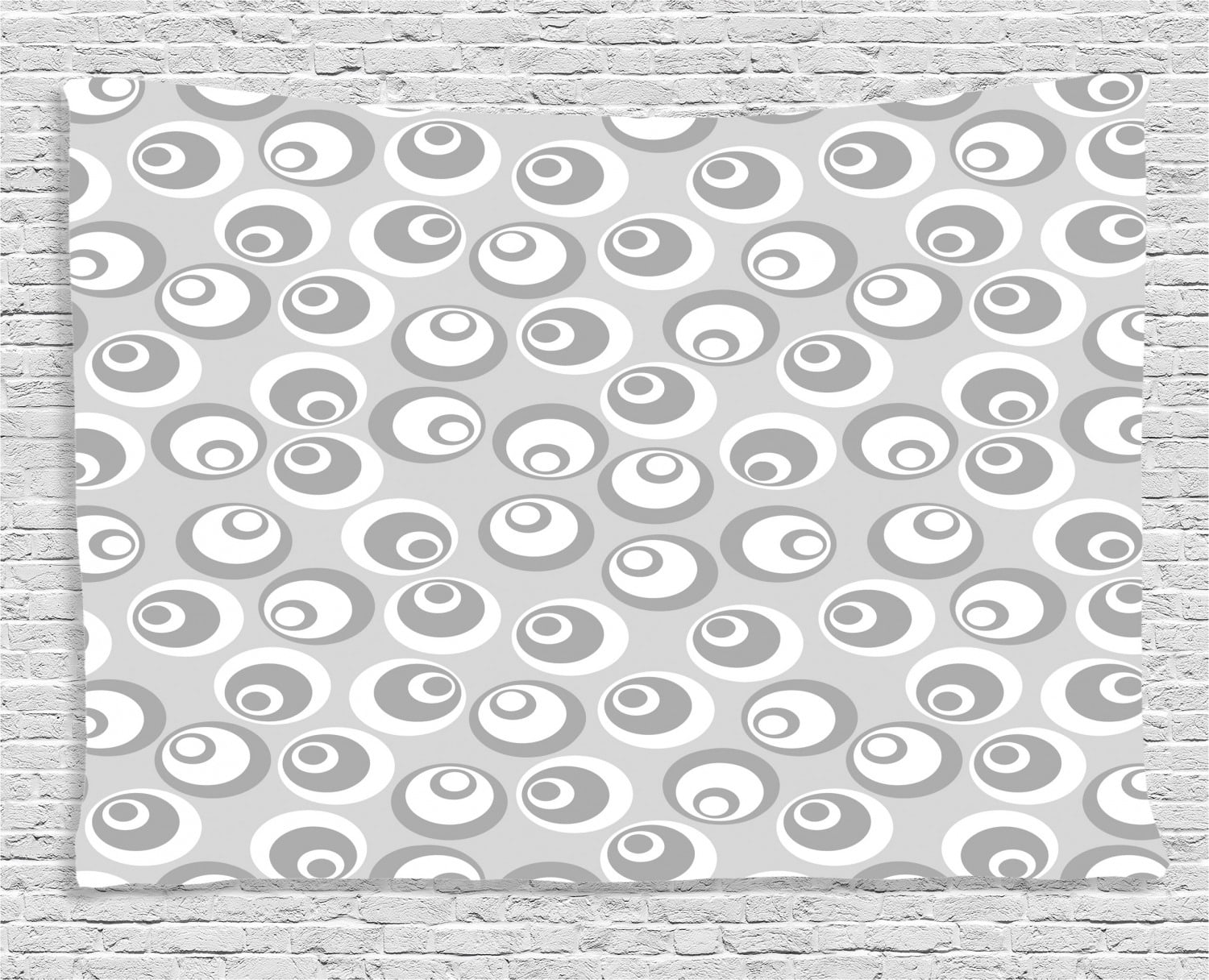 Psychedelic Decor Tapestry, Circles Like Nested Eyeballs Abstract Art ...